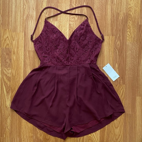 Tobi | Pants & Jumpsuits | Spaghetti Strap Backless Burgundy Tobi ...